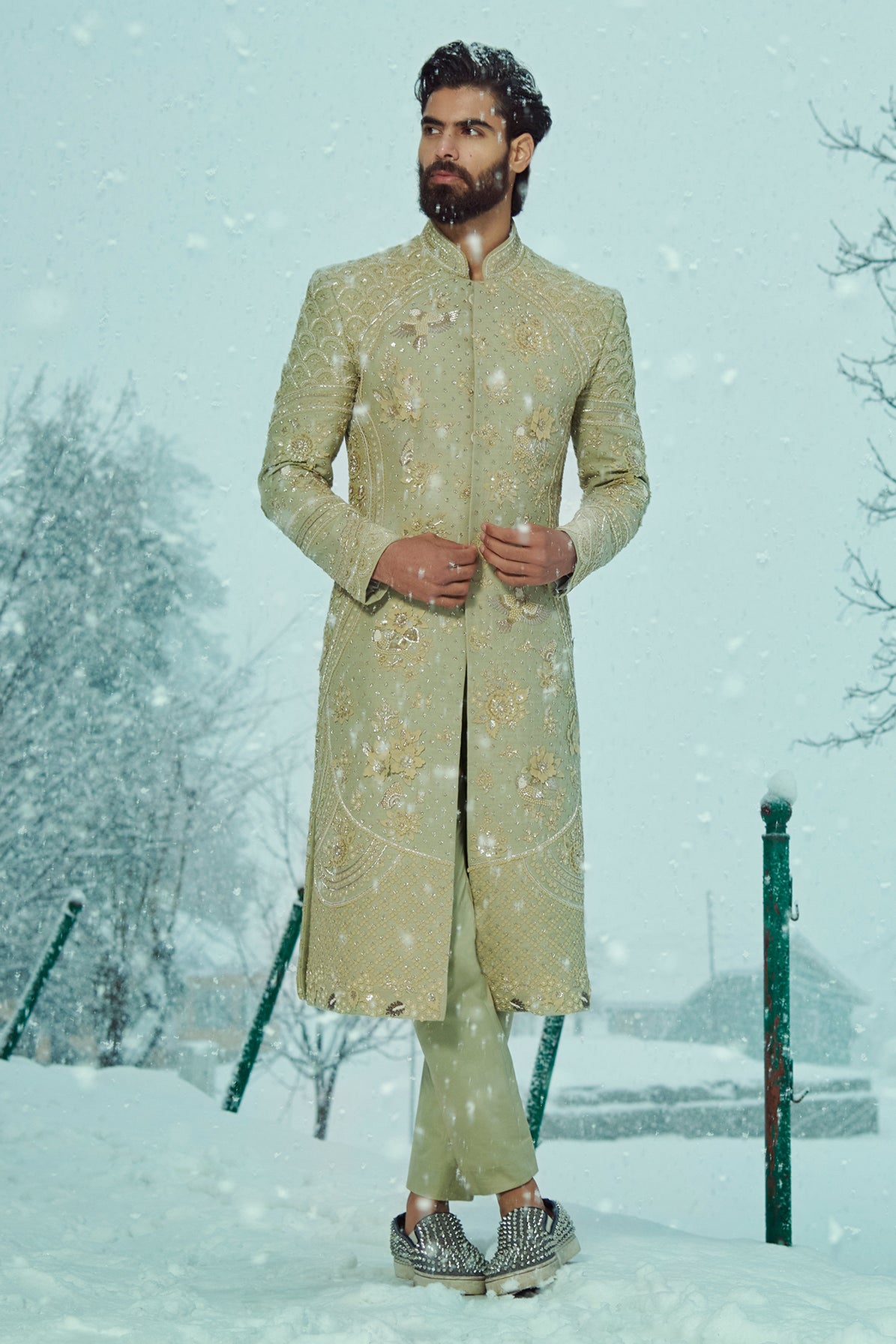 Modern Sherwani with Trouser Set at Sahil Kochhar Shop 2023